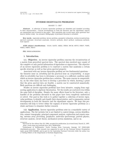 Inverse Eigenvalue Problems Pdf