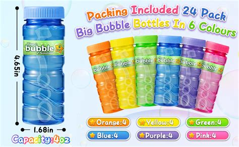 V Opitos 24 Pack Bubble Bottles With Wands In 6 Colors 4oz