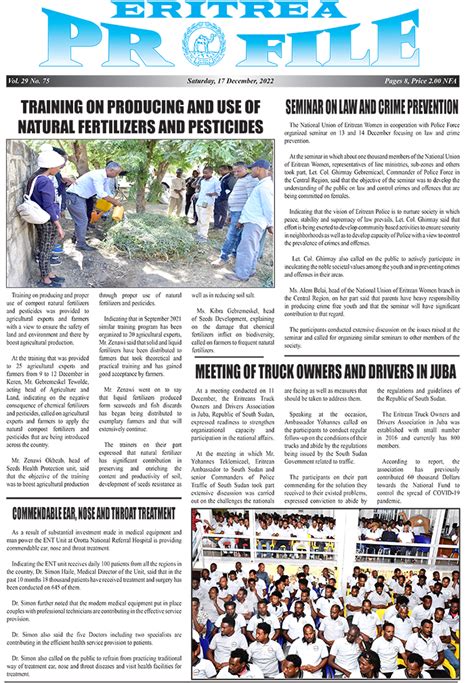 Eritrea Profile 17 December 2022 Eritrea Ministry Of Information