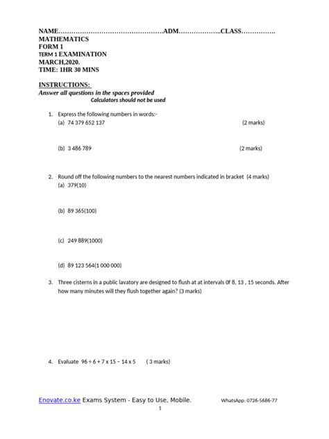 2020 F1 Maths End T1 Qns Pdf Arithmetic Mathematics