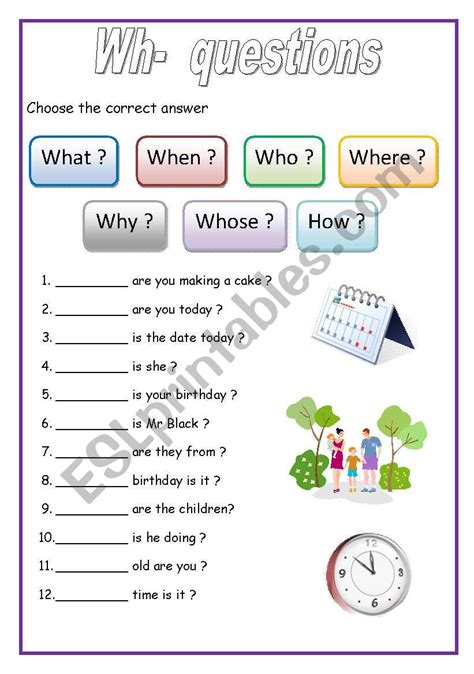 Wh Questions Worksheets