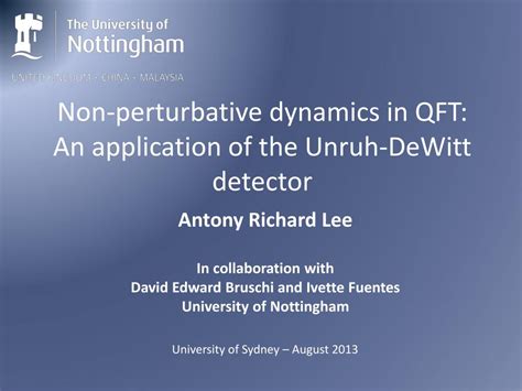 Ppt Non Perturbative Dynamics In Qft An Application Of The Unruh Dewitt Detector Powerpoint