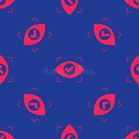 Red Eye Scan Icon Isolated Seamless Pattern On Blue Background