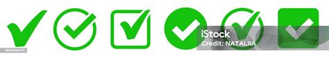 Check Mark Set Icon Simple Web Buttons Checkmarks And Confirm Round