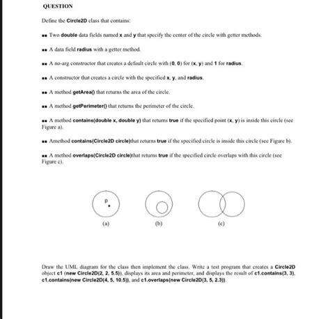 Solved Define The Circle2d Class That Contains Two Double