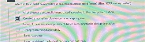 Solved Which Of These Bullet Points Written In An