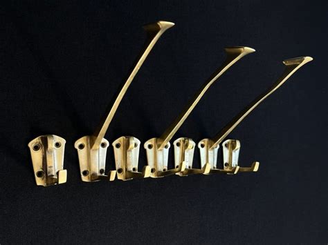 Beautiful Set Of Art Deco Coat Hooks 7 Pieces Brass Catawiki