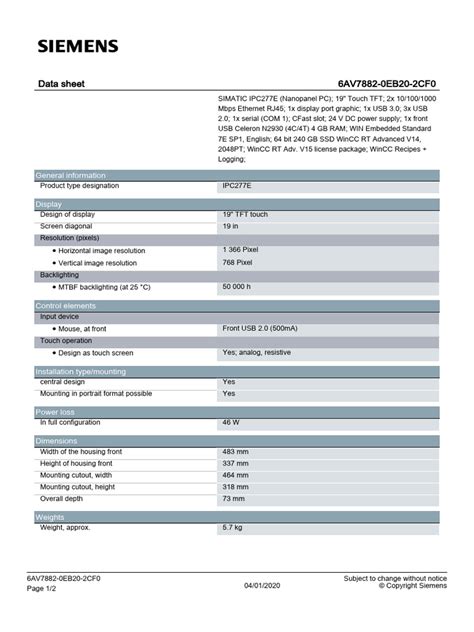 Datasheet Siemens Pdf