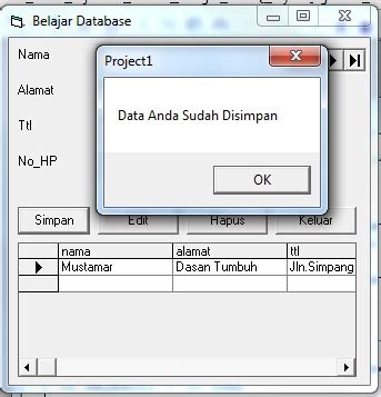 Menambahkan MsgBox Pada Sintax Simpan Edit Hapus Dan Keluar Mustamar