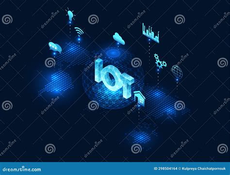 Internet Of Things Technology Iot Is Inside The Circle Placed On The World Map It Means