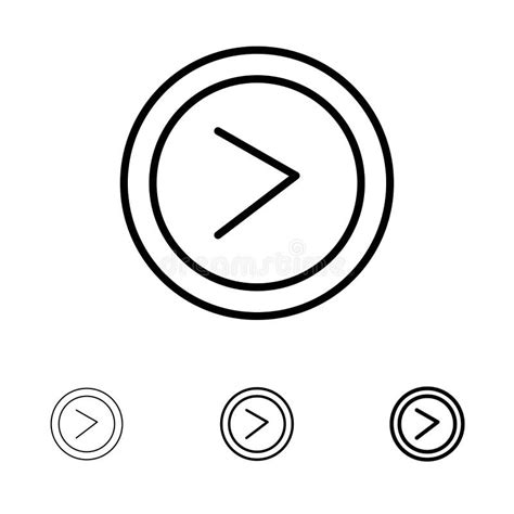 Arrow Interface Right User Bold And Thin Black Line Icon Set Stock Vector Illustration Of