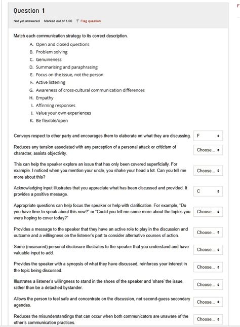 Not Yet Answered Marked Out Of 100 P Flag Question Match Each