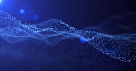 Premium Photo Futuristic Abstract Blue Glowing Wave Lines From Dots