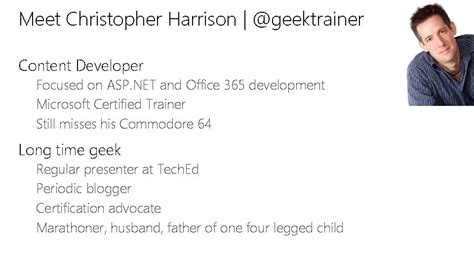 Susan Ibach Technical Evangelist Christopher Harrison Content Developer