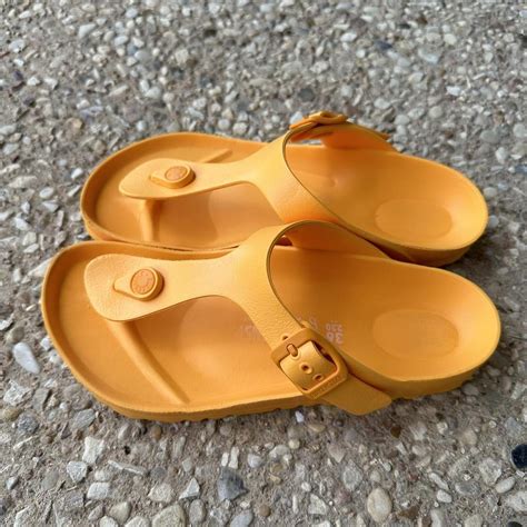 Orange Birkenstock Rubber Waterproof Sandals Depop