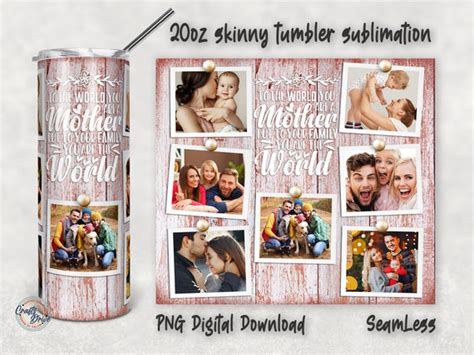 Mom Polaroid Photo Mothers Day Tumbler 20oz Skinny Seamless Tapered