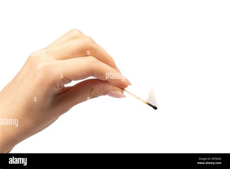 Lit Match In A Woman Hand Isolated On A White Background Copy Space Stock Photo Alamy