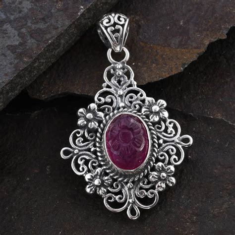 Buy Bali Legacy Ruby Carved Pendant In Sterling Silver 7 Grams 9 00 Ctw