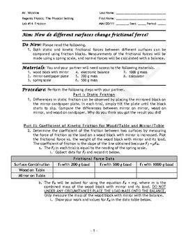 Friction Lab By Joshua Wickline Teachers Pay Teachers