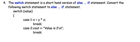 Solved If Statement Convert The The Switch Statement Chegg
