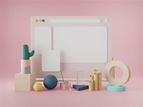 Premium Photo Subtle Peach 3d Web Browser For Scene Creator Mockup