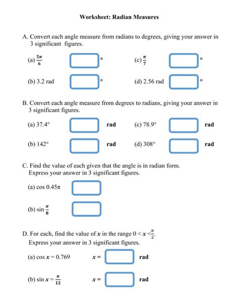 Angles And Radian Measure Worksheets Angleworksheets