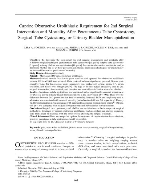 Pdf Caprine Obstructive Urolithiasis Requirement For 2nd Surgical