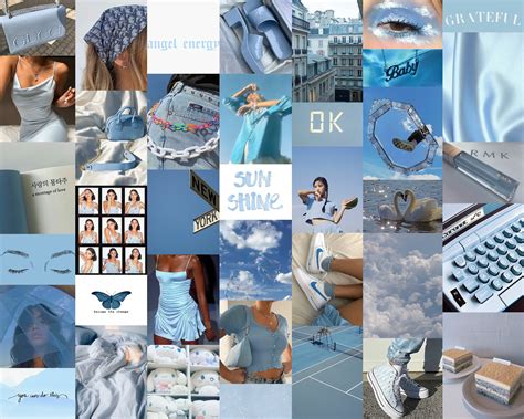 BABY BLUE AESTHETIC Wall Collage Set 60 Images Etsy