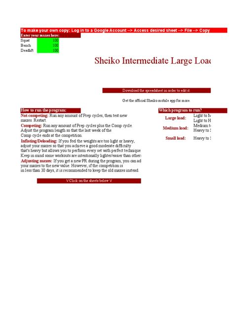 Sheiko Intermediate Large Load Pdf Weight Training Individual Sports