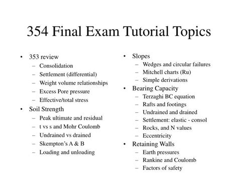 PPT 354 Final Exam Tutorial Topics PowerPoint Presentation Free