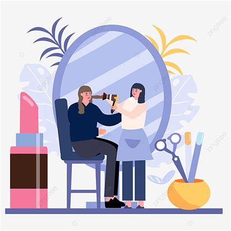 미용 헤 어 인물 미녀 삽화 캐릭터 일러스트 아름다움 미발 이발 Png 일러스트 및 벡터 에 대한 무료 다운로드