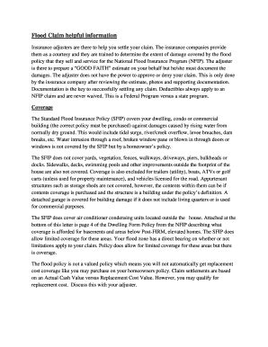 Fillable Online Flood Claim Helpful Information Fax Email Print PdfFiller