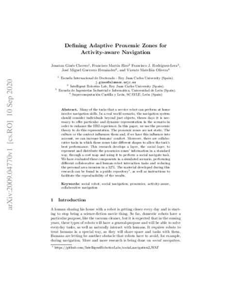 Pdf Defining Adaptive Proxemic Zones For Activity Aware Navigation