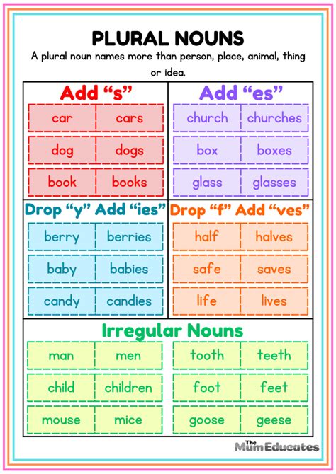 Irregular Plural Nouns The Plural Of Nouns Worksheet
