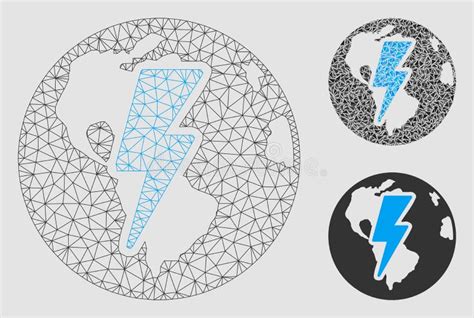 Earth Shock Vector Mesh Wire Frame Model And Triangle Mosaic Icon Stock Vector Illustration Of