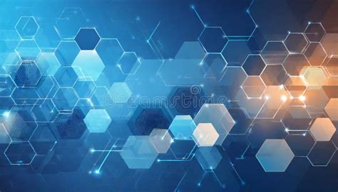 Abstract Blue Technology Hexagonal Background Stock Illustration