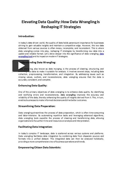 How Data Wrangling Is Reshaping It Strategies Presentation Free To