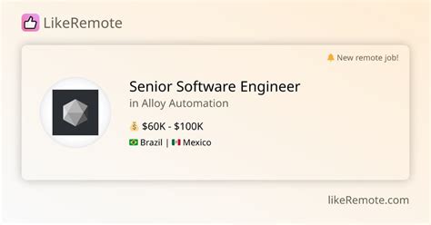 📩 senior software engineer at 🏢 alloy automation salary 💰 60k 100k 📍remote job in 🇧🇷