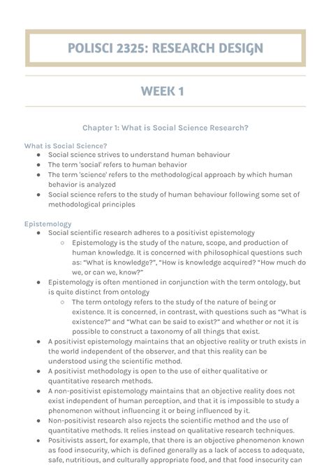 Poli Sci 2325 Lecture Notes For Week 1 8 Chapter 1 What Is Social