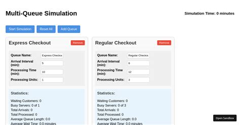 Queue Simulator Forked Codesandbox