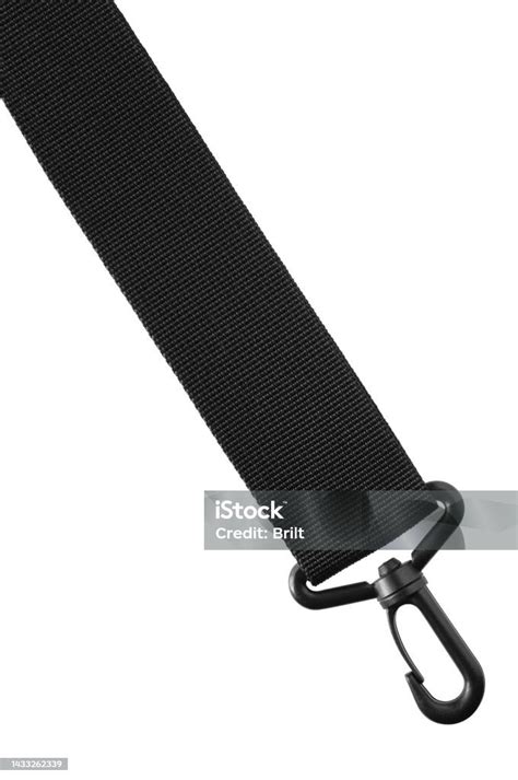 블랙 벨트 밧줄 스트랩 끈 거 플라스틱 걸쇠 스냅 래치 후크 Carabiner 고립 된 매크로 근접 촬영 대형 상세한 수직