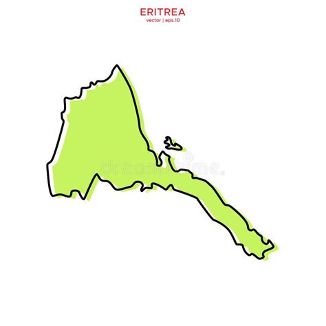 Green Map Of Eritrea With Outline Vector Design Template Editable Stroke Stock Vector