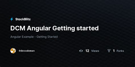 DCM Angular Getting Started StackBlitz