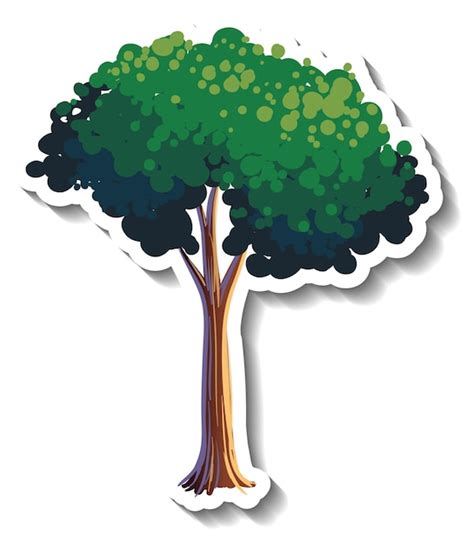 Een Boom Met Groene Bladeren Sticker Op Witte Achtergrond Gratis Vector