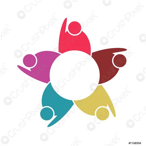 Group Of Five People In A Circleteamwork Meetingpeople Are Meeting
