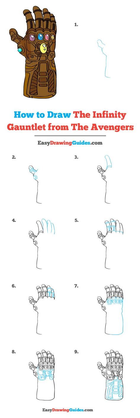 How To Draw The Infinity Gauntlet From The Avengers Gauntlet Drawing