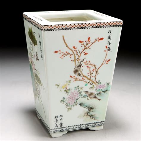 Yahooオークション Ph309 中国古玩 清末～民国期【程意亭】色絵 花