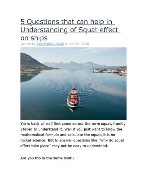 5 Questions That Can Help In Understanding Of Squat Effect On Ships Pdf Buoyancy Force