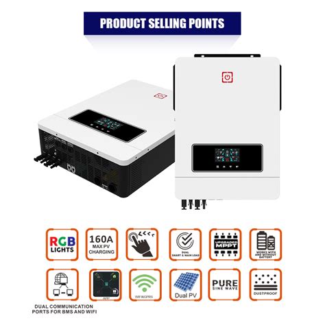 on off solar inverter max dual pv 10 2kw 160a mppt dual communication