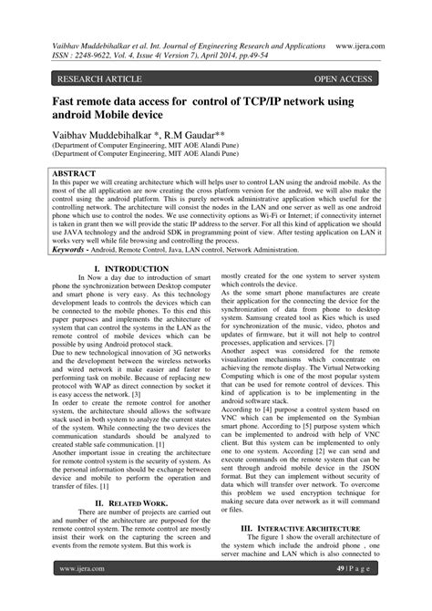 Pdf Fast Remote Data Access For Control Of Tcpip Network Using